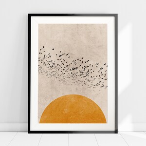 Sunset Silhouette Set of 2 Prints, Wall Art Set, Abstract Art Prints ...