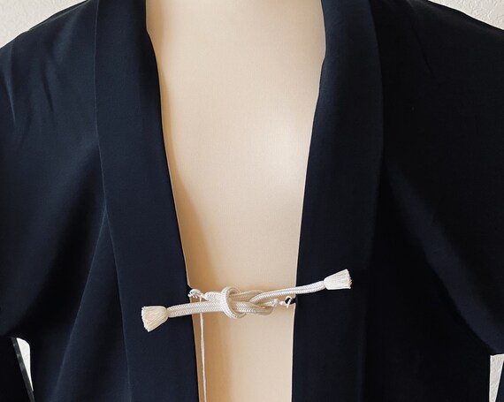 Japanese vintage Black Haori Kimono Jacket Silk 100％ - Gem