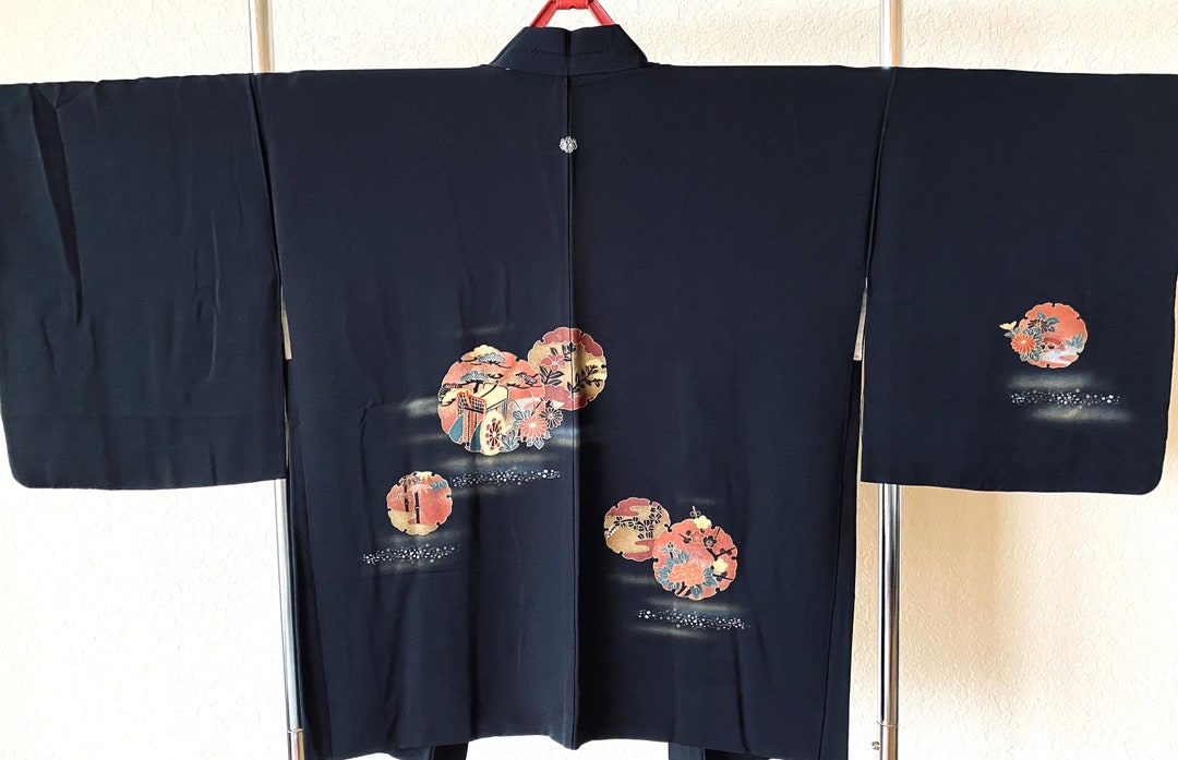 Japanese Vintage Black Haori Kimono Jacket Silk 100％ - Etsy