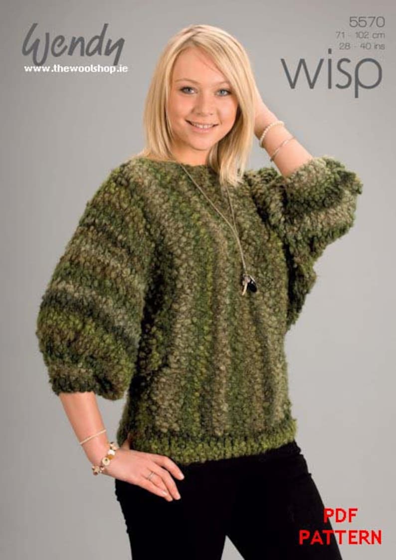 WENDY Knitting Pattern 5570 Ladies Batwing Sweater - Etsy
