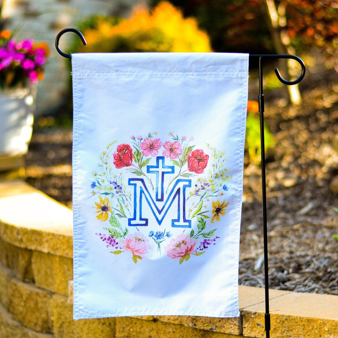 Marian Cross Catholic Garden Flag - Etsy