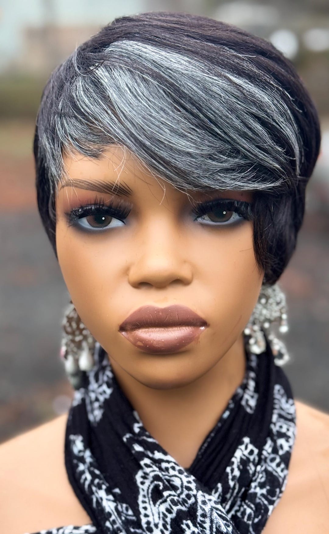 Platinum Light Grey Silver Short Pin Curl 4 "pixie Cut Synthetic Hair ...