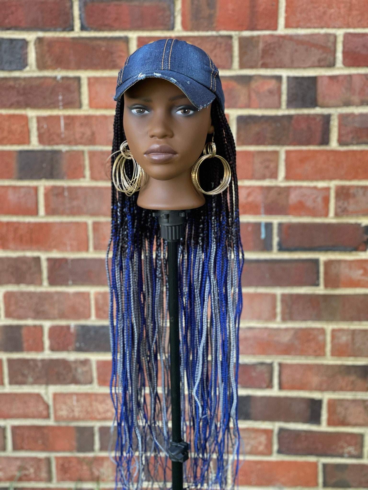 Jean Cap Box Braid Baseball Cap Braided Long Ombré Wig - Etsy