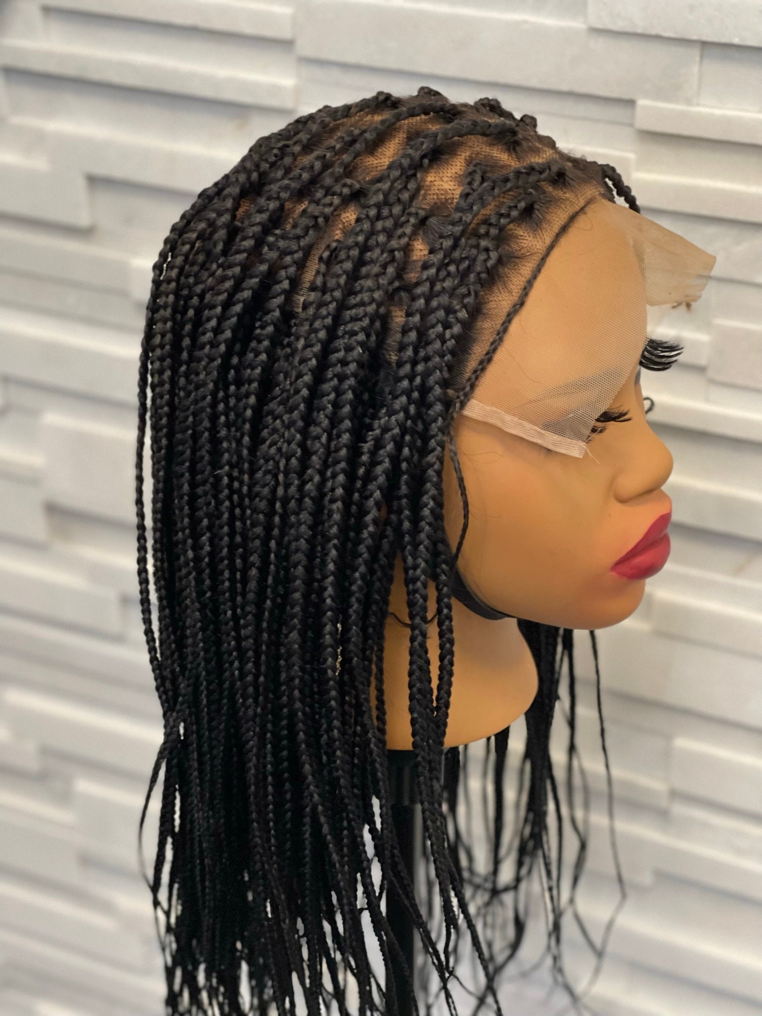 7x7 Lace Closure Knotless Box Braid Micro Small 24” Braid Wig - Etsy