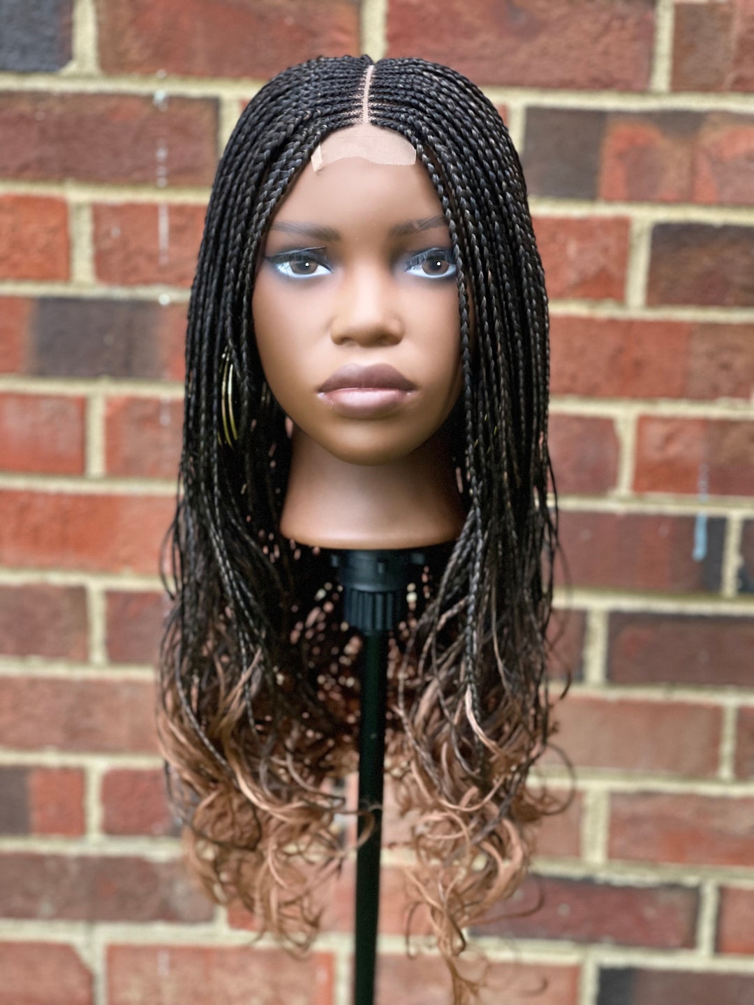 Micro Braids Premium Mix Ombré Brown With Honey Blonde Lace 2x4 Closure ...