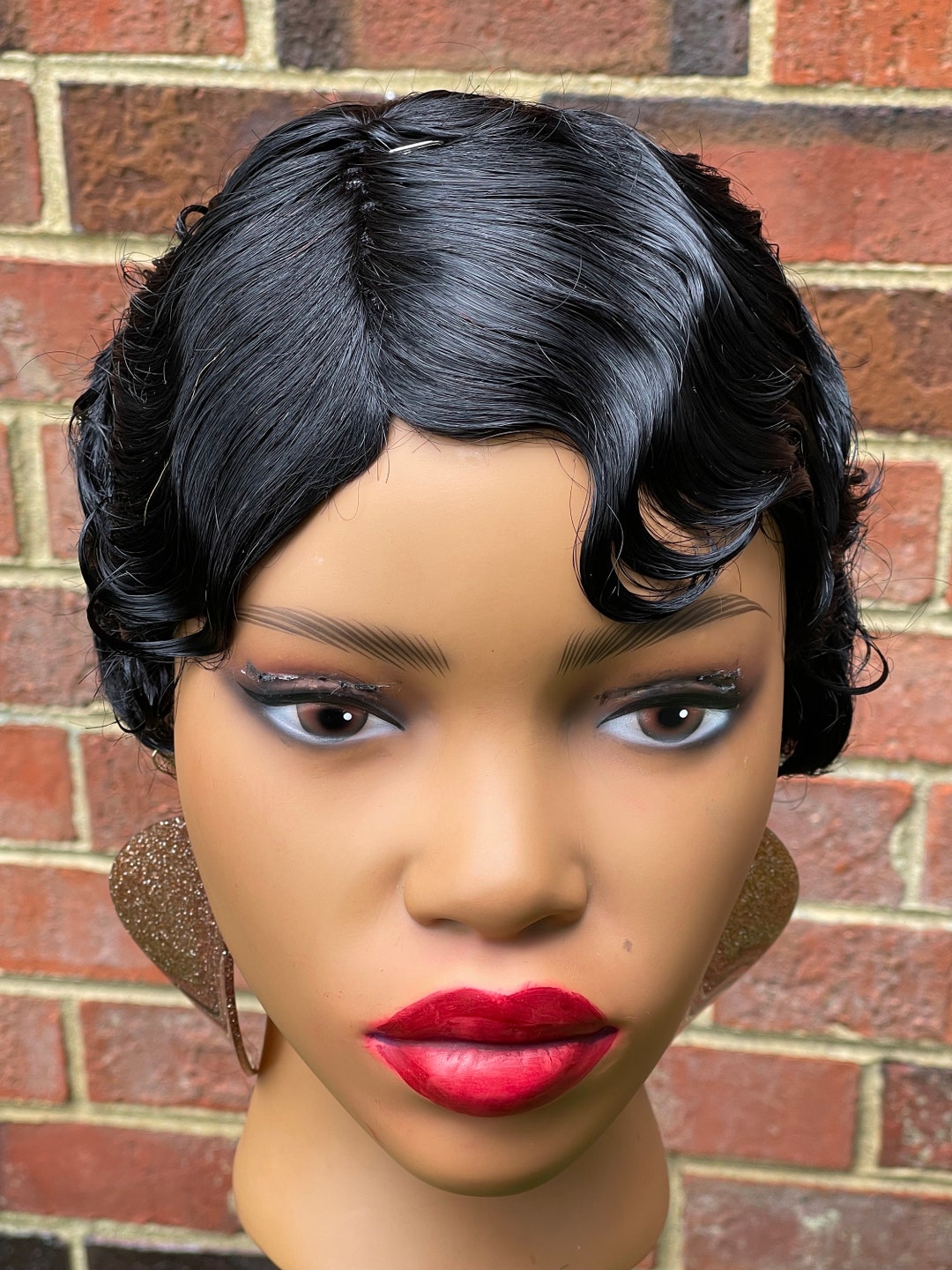 Soft Finger Wave Short Human Hair Wig - Etsy