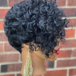 Natural Curly Pixie Mohawk Style Short Synthetic Wig With Bangs - Etsy