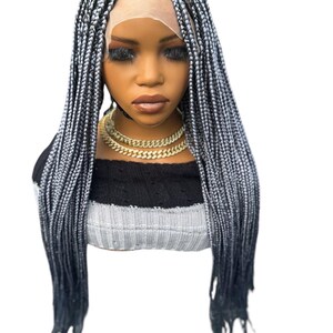 30" Silver Grey Box Braid Wig: Knotless Lace Front - Etsy