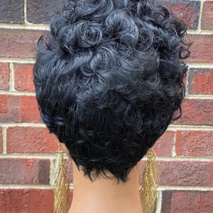 Natural Curly Pixie Mohawk Style Short Synthetic Wig With Bangs - Etsy