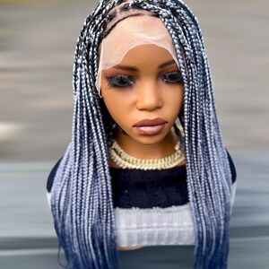 30" Silver Grey Box Braid Wig: Knotless Lace Front - Etsy