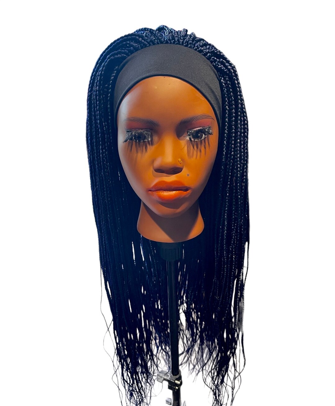 Headband Box Braid Blue Black Long Micro Braid Wig - Etsy