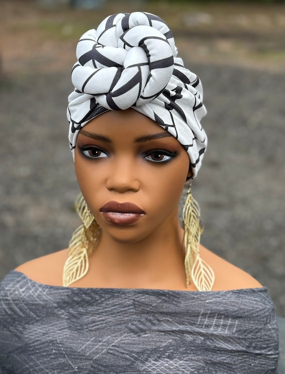 Pre Knotted Twisted Turban Head Wrap Scarf Bonnet Hat Top Knot Hijab Etsy