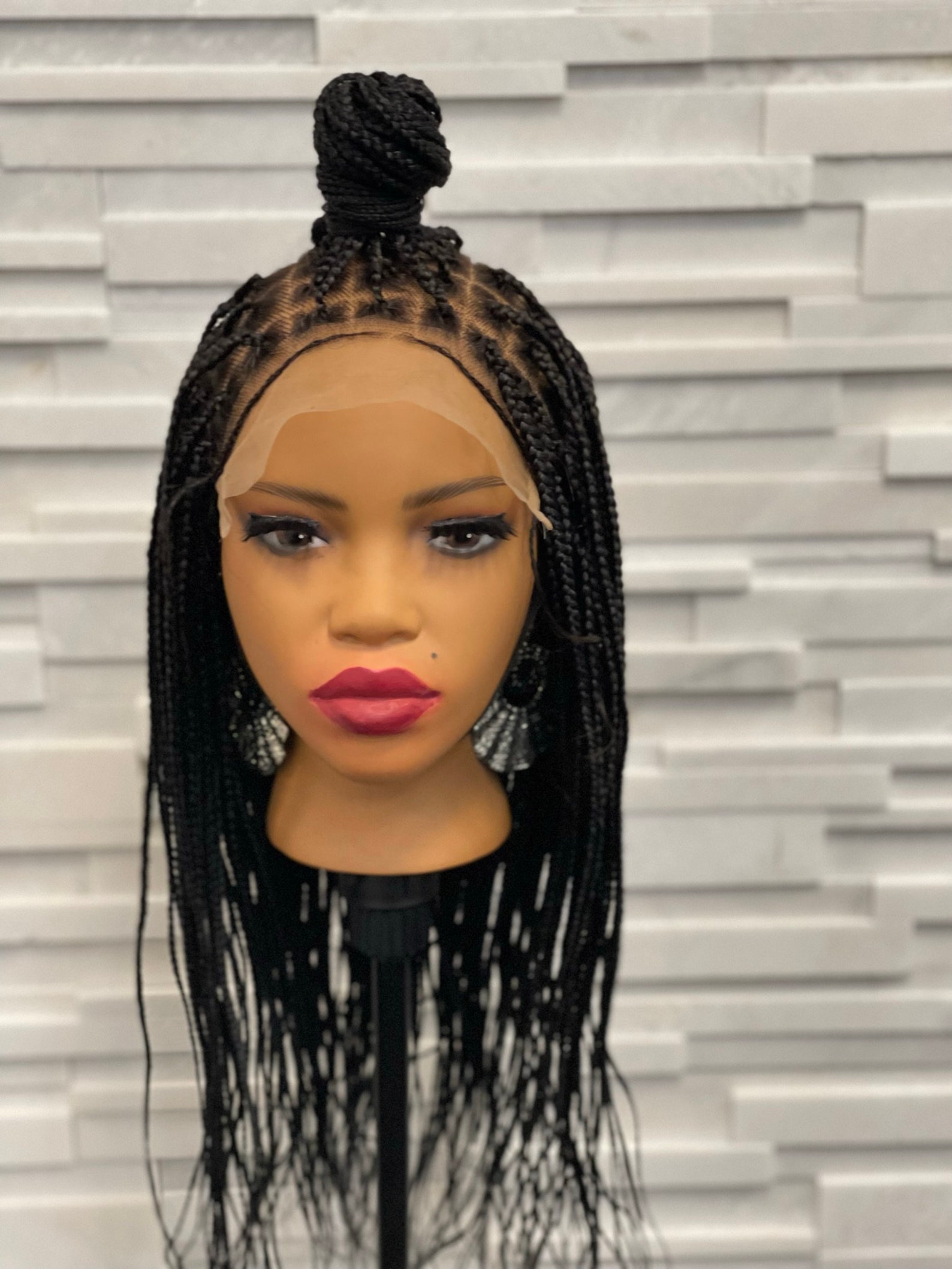 7x7 Lace Closure Knotless Box Braid Micro Small 24” Braid Wig - Etsy