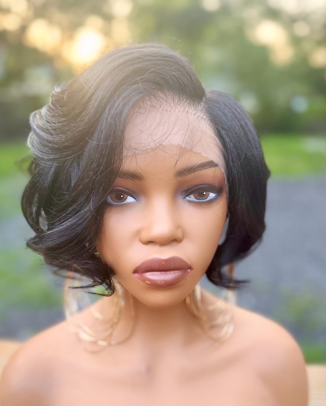 Parrucca con mix di capelli umani HD da 12" con riga laterale e ...