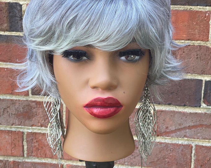 Platinum Light Grey Silver Short 8"pixie Cut Synthetic Hair Wig - Etsy
