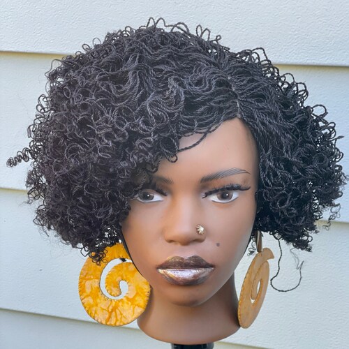 Mini Twist Curly Micro Locs Lace Front Wig Etsy