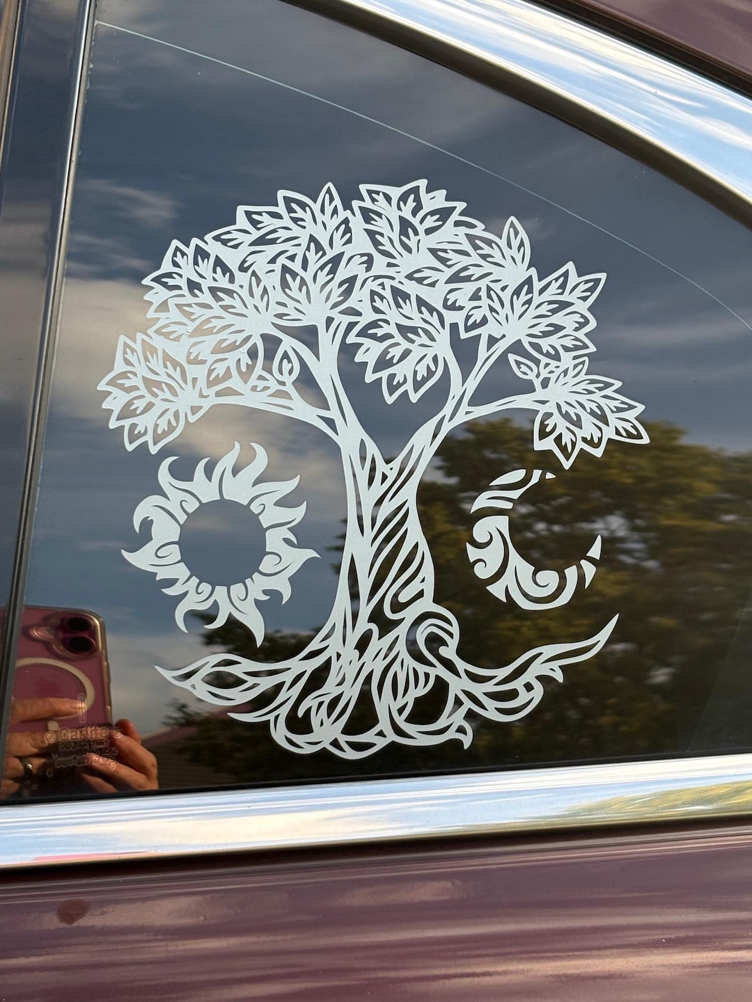 Celestial Tree of Life Car Decal: Sun & Moon Matte Vinyl Sticker for ...