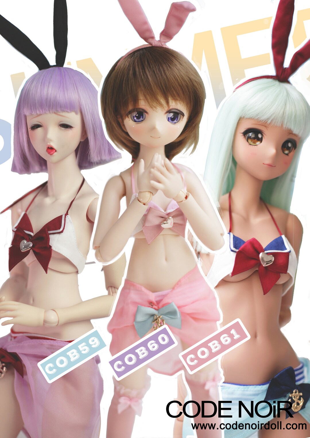 Codenoir Sailor Bunny Bikini BJD Clothes for Msd / Mdd / Angel Philia / 1/4 BJD/ DD / Smart Doll ...