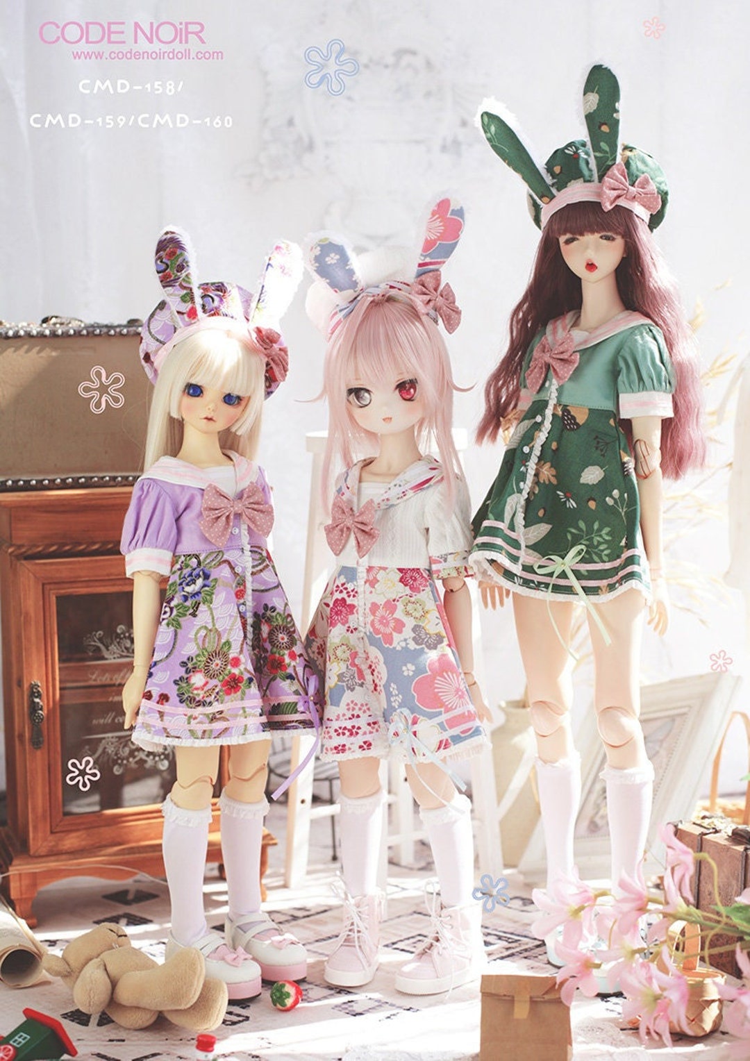 Codenoir - Floral Bunny for BJD Clothes MSD, 1/4DOLL, 43CM DOLL, Angel ...