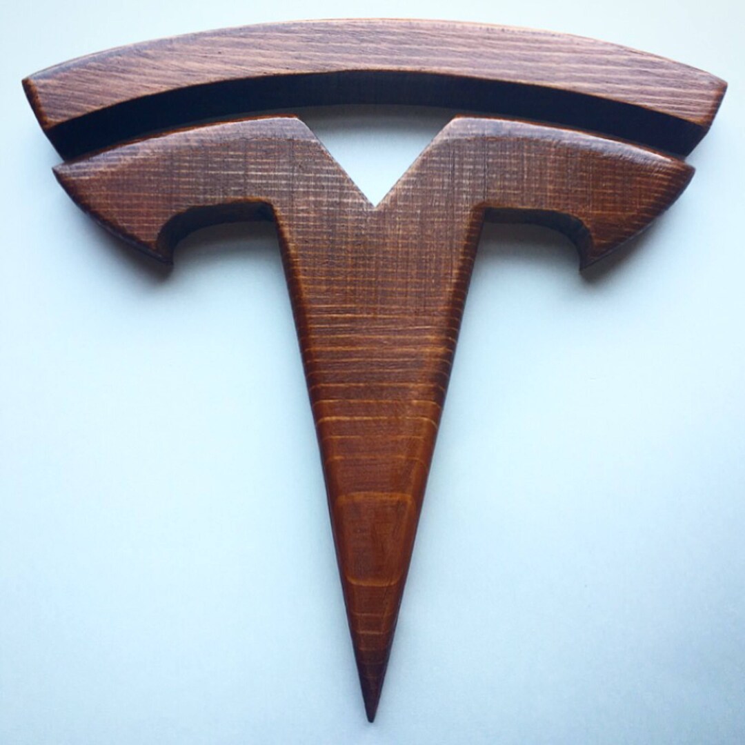 Tesla Logo Hand-carved Pine - Etsy