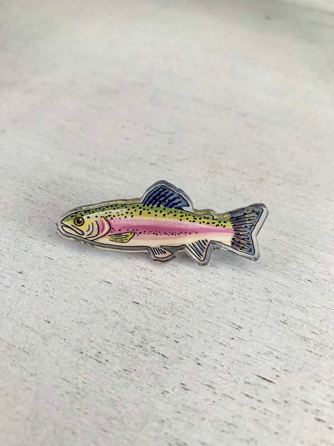 Rainbow Trout Fish Pin - Trout Pin - Fish Pin - Fishing Trout Art Pin ...