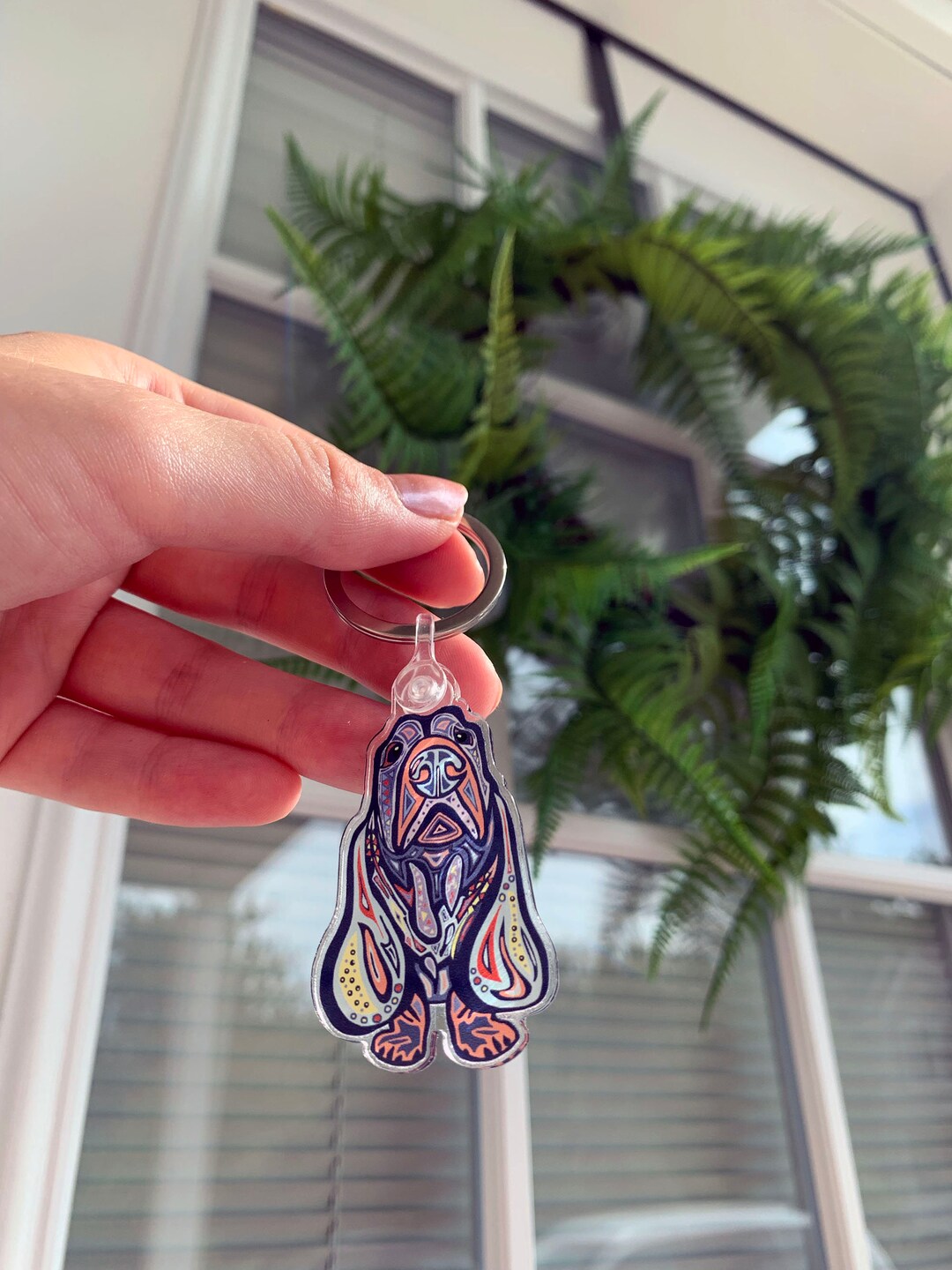 Basset Hound Keychain - Basset Hound Art Keychain - Dog Keychain by Sarah Hiers Design - Basset ...