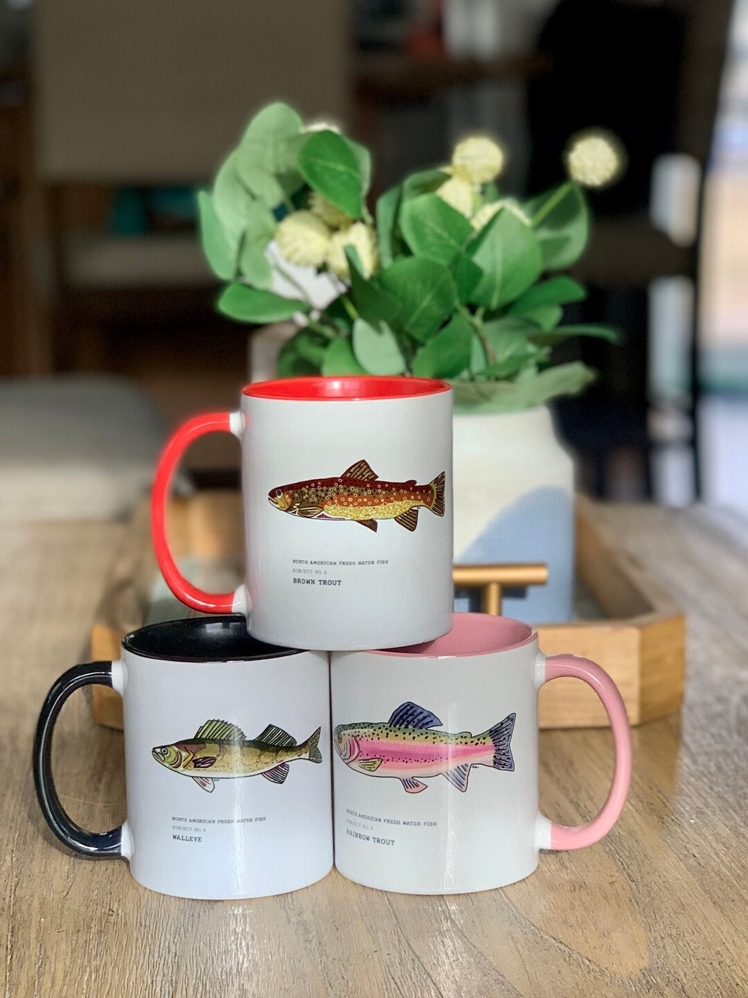 Fish Coffee Mugs - Fish Mug Design - Brook Trout Mug - Brown Trout ...