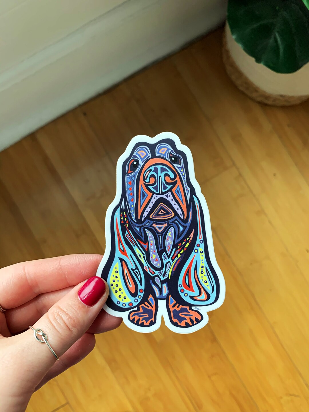 Basset Hound Sticker Vinyl Basset Hound Sticker Art Basset Hound Gift ...