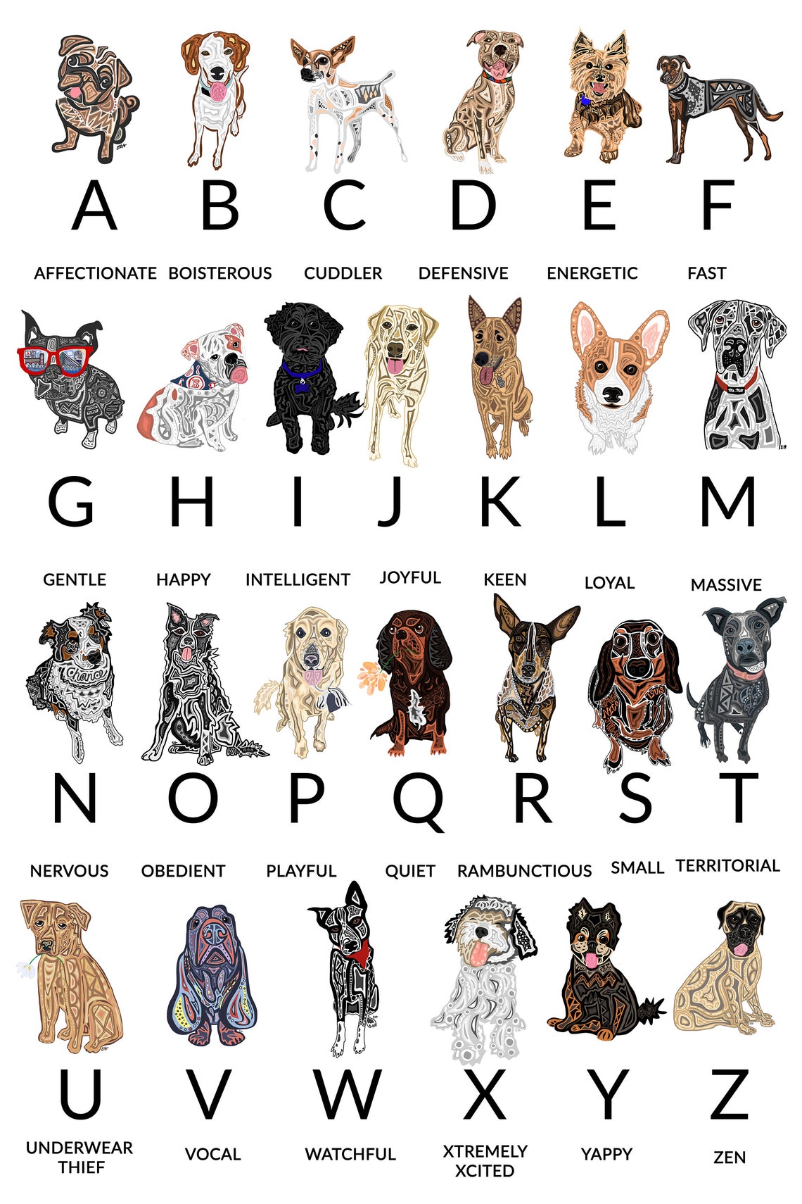 Alphabet Dog Poster Sarah Hiers Design Dog Poster Dog - Etsy