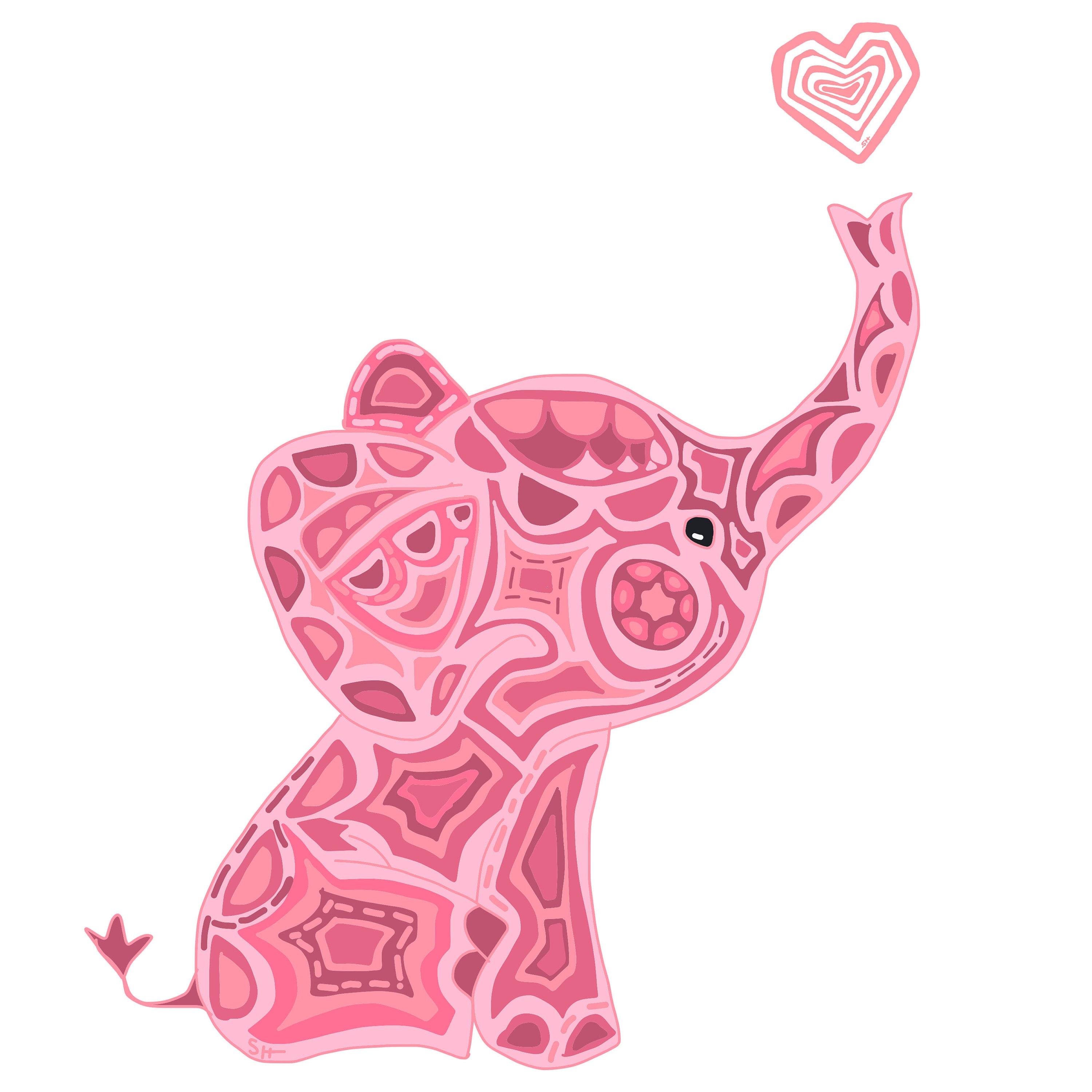 Pink Elephant Pink Elephant Art Elephant Art Pink - Etsy