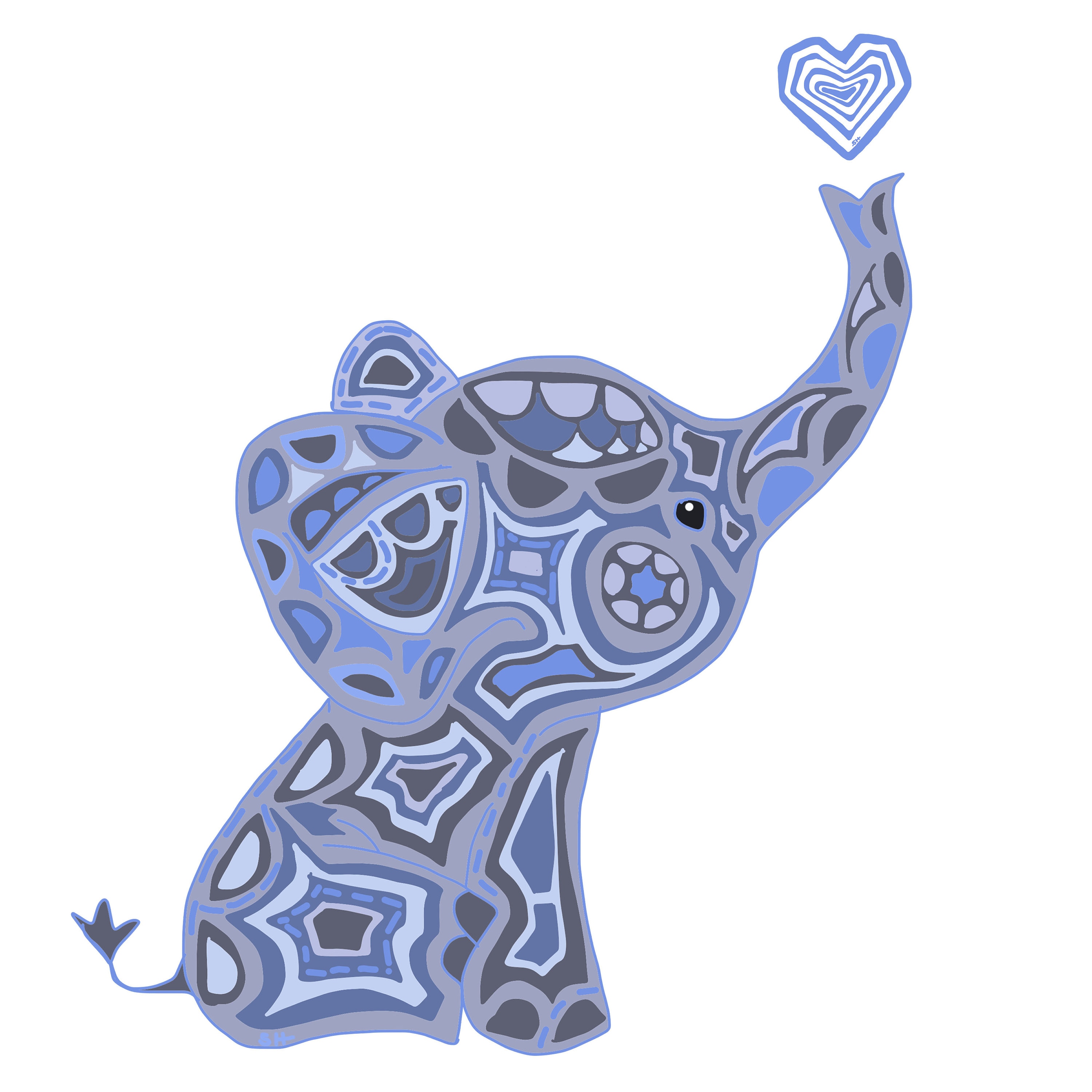 Blue Elephant Blue Elephant Art Elephant Art Blue - Etsy