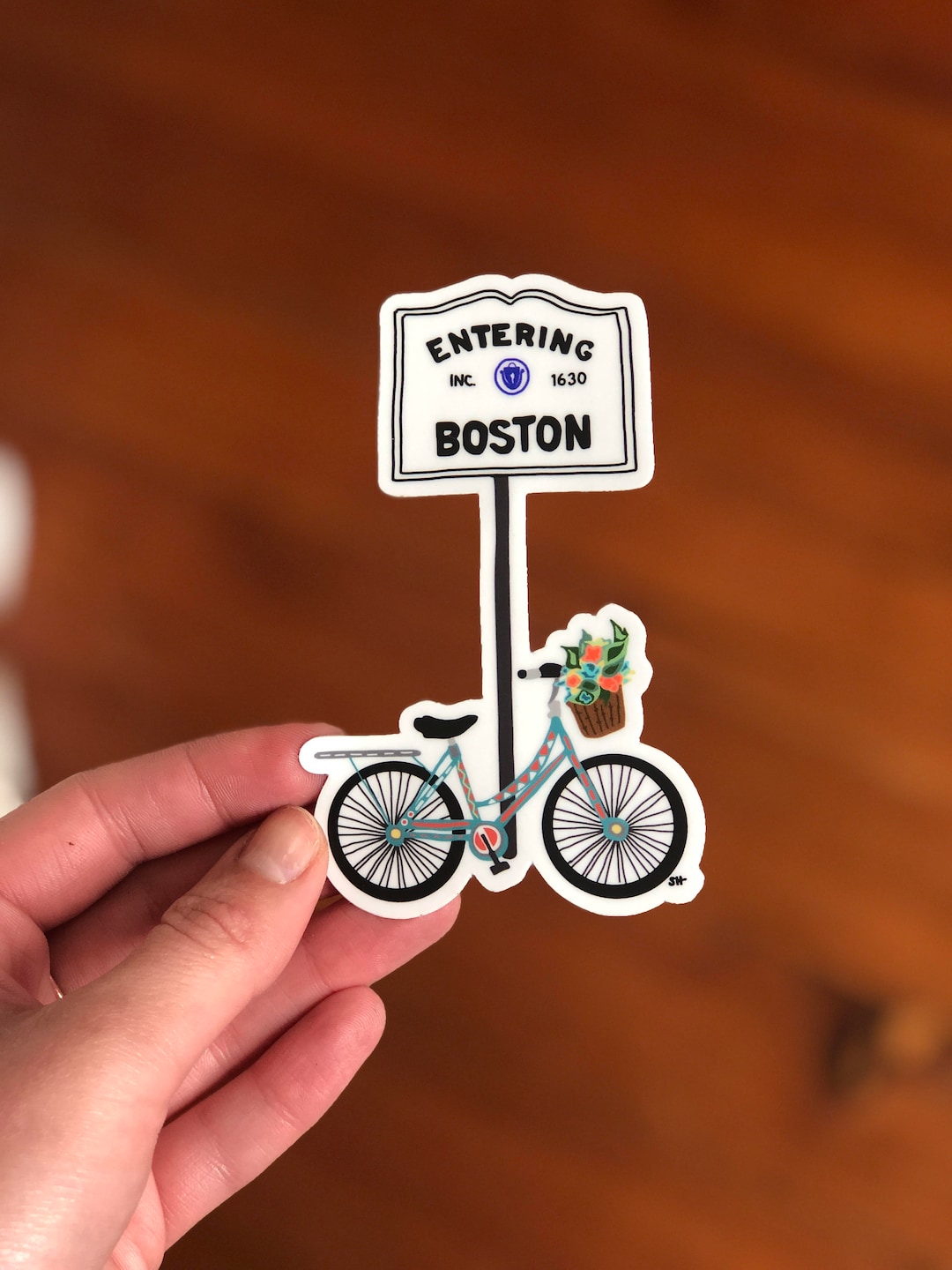 Entering Boston Bike Sticker - Boston Bike Sticker - Cute Boston ...