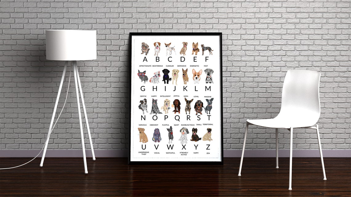 Alphabet Dog Poster Sarah Hiers Design Dog Poster Dog - Etsy