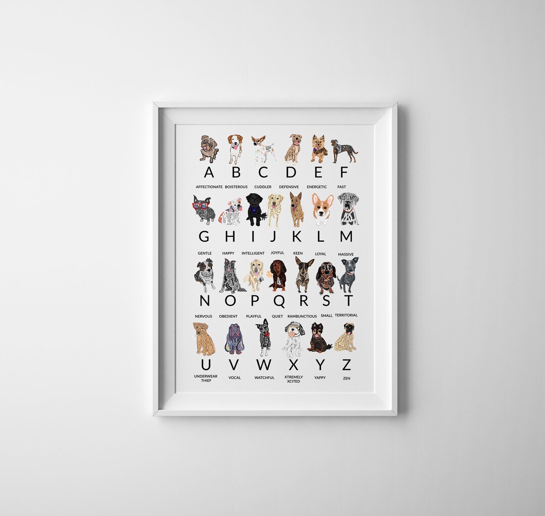 Alphabet Dog Poster Sarah Hiers Design Dog Poster Dog - Etsy
