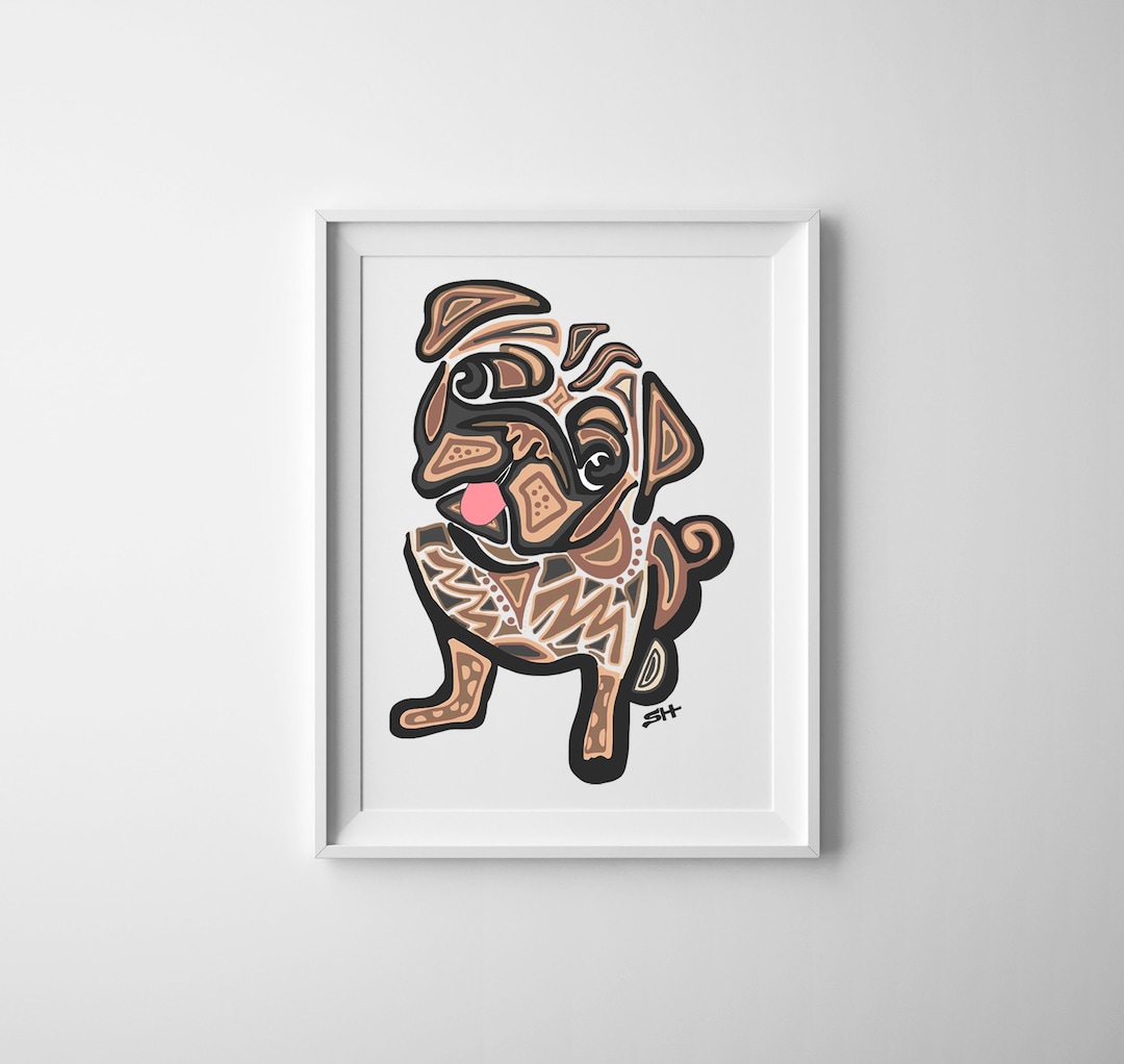 Pug Art - Pug Poster - Pug Lover - Pug Portrait - Custom Dog Portrait ...