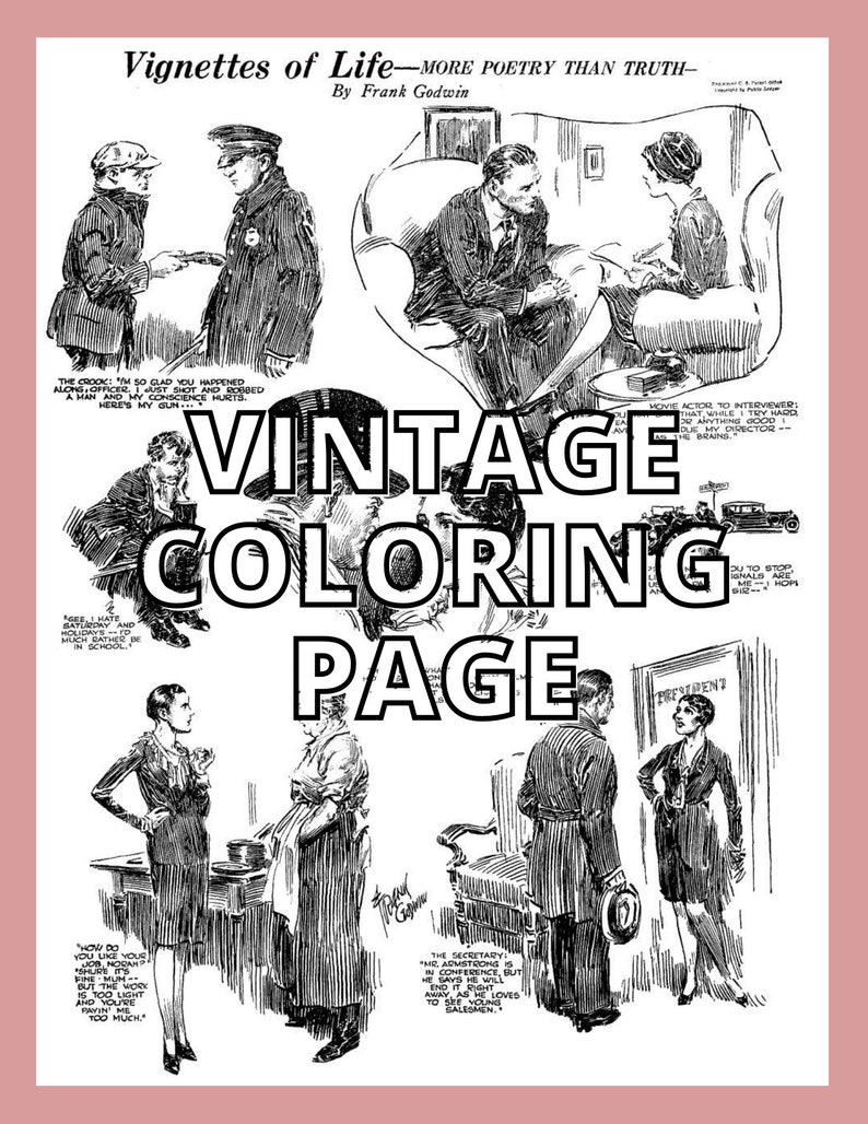 1940s Vintage Printable Coloring Page and Wall Art | Etsy UK