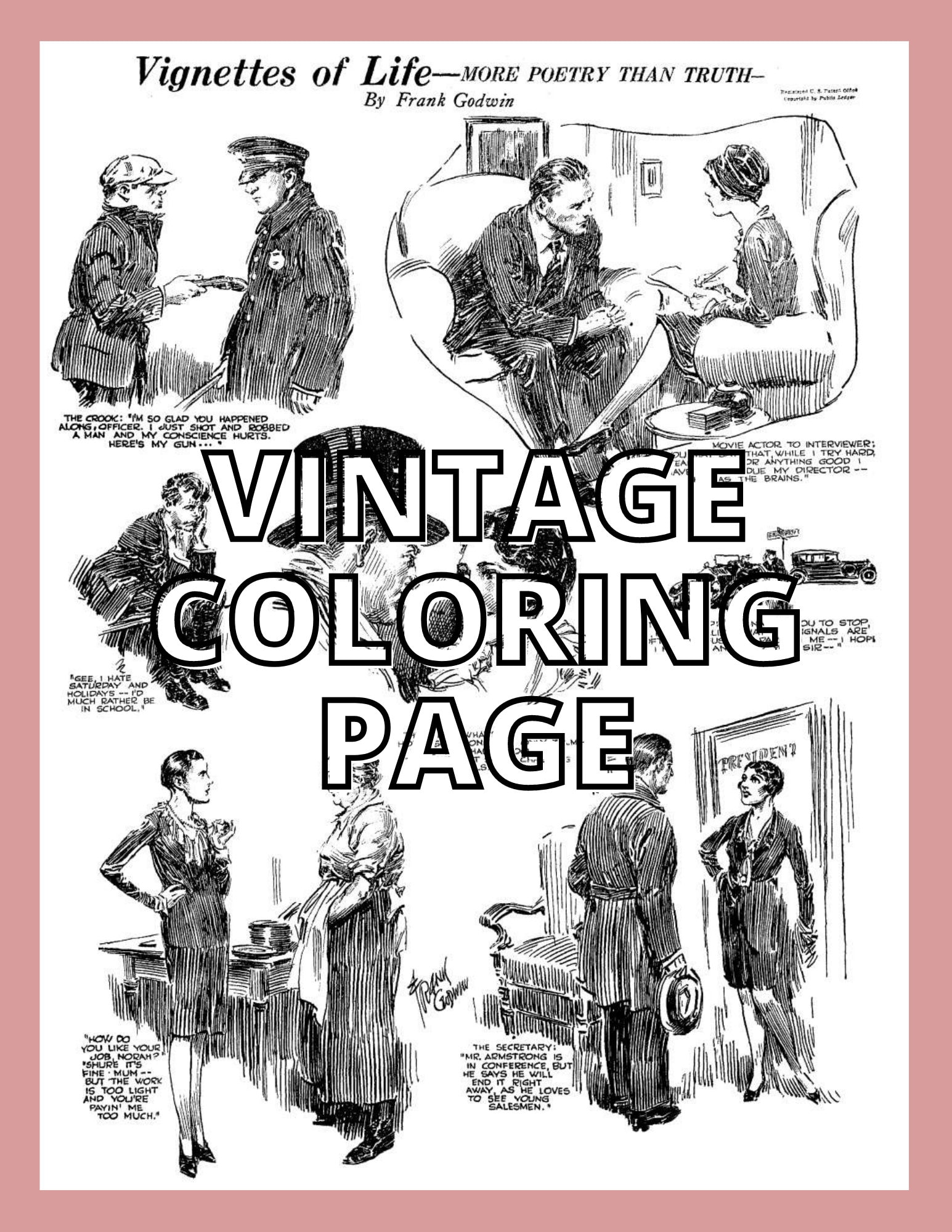 1940s Vintage Printable Coloring Page and Wall Art - Etsy UK