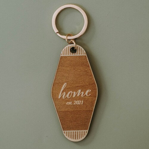 Personalized Home Hotel Keychain Custom Engraved Wood Motel - Etsy