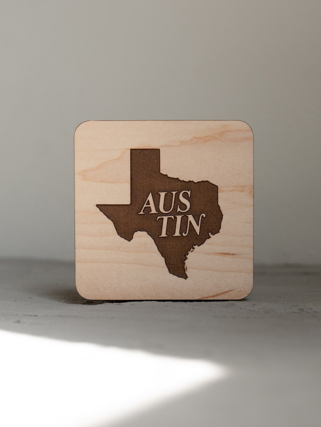 Custom City Texas Coaster Set Texas Gift Wood TX Home Gift, Austin, San ...