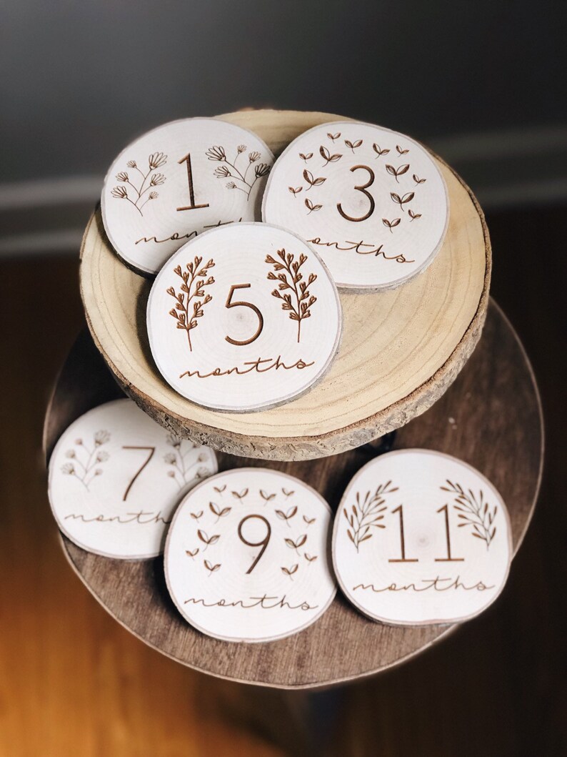Monthly Milestone Markers Wood Slice Baby Monthly - Etsy