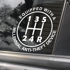 Millennial Anti-theft Device,car Decal,bumper Sticker,gift for Dad,gear ...