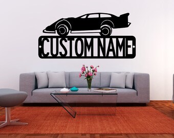 Race Car Custom Name Metal Sign, Race Car Sign, Dirt Track Racing Sign ...