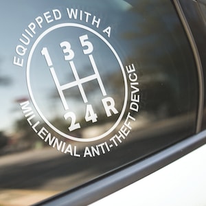 Millennial Anti-theft Device,car Decal,bumper Sticker,gift for Dad,gear ...