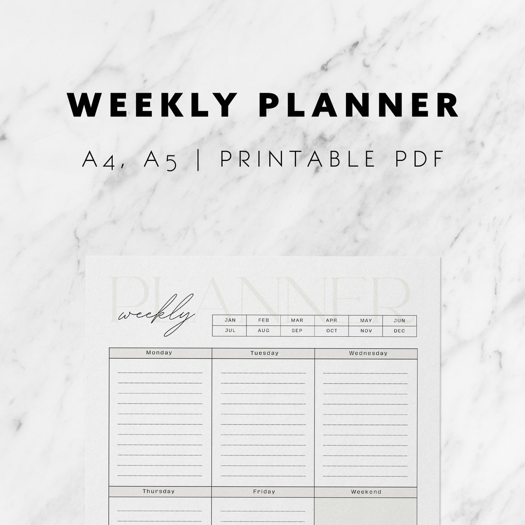 INSTANT DOWNLOAD Printable Classic Weekly Planner - Organisation ...