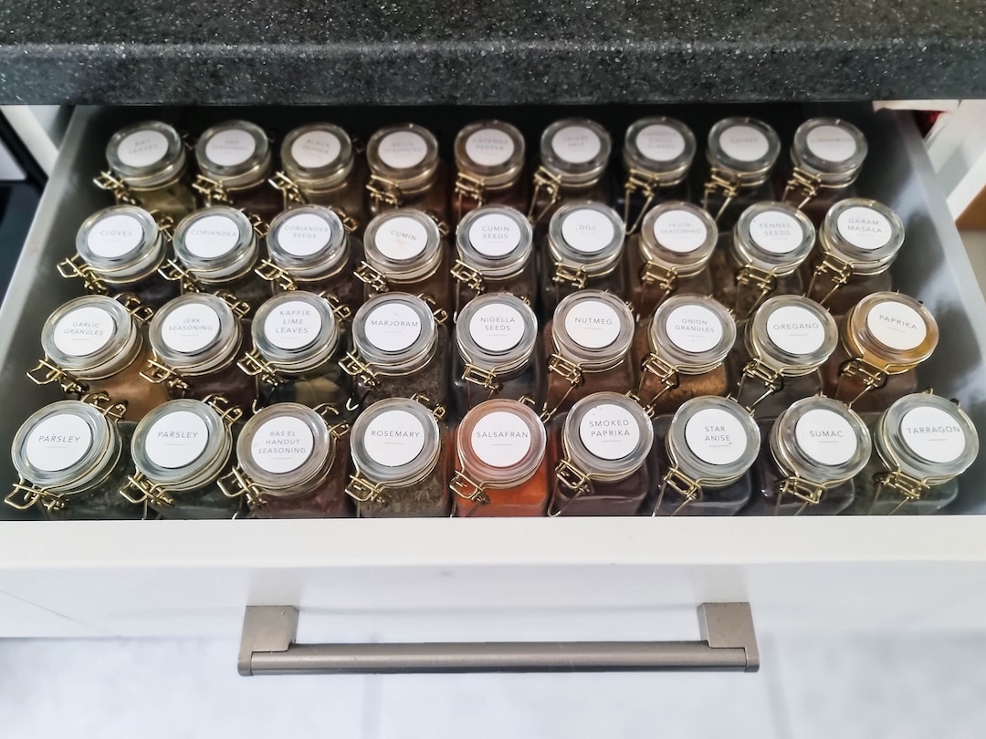 Personalised Vinyl Spice & Herb Jar Labels – Custom Waterproof Kitchen ...