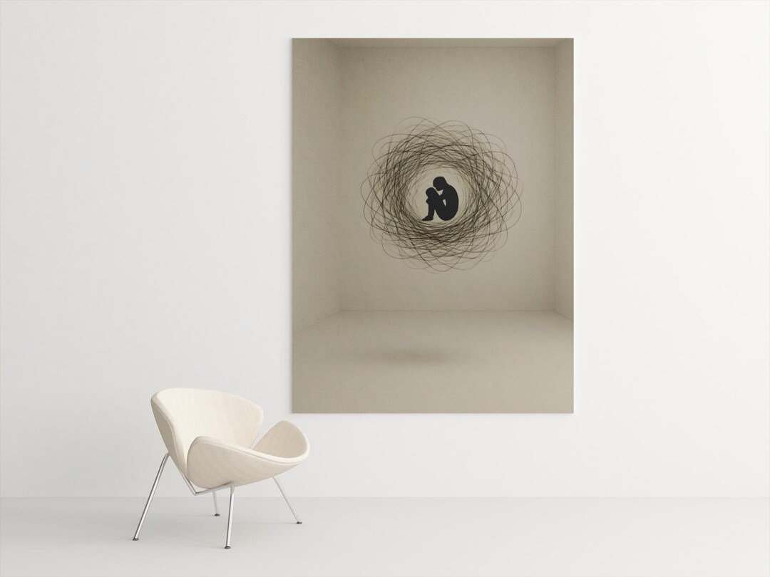 Overthinking Digital Art Print – Minimalist Mental Health Wall Art ...