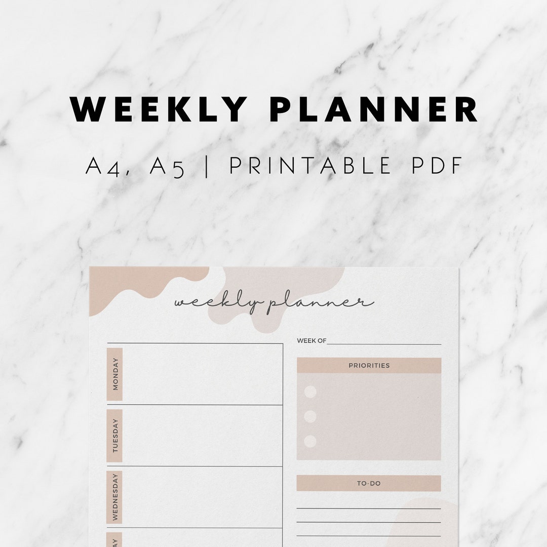 INSTANT DOWNLOAD Printable Beige Weekly Planner - Organisation, Family ...