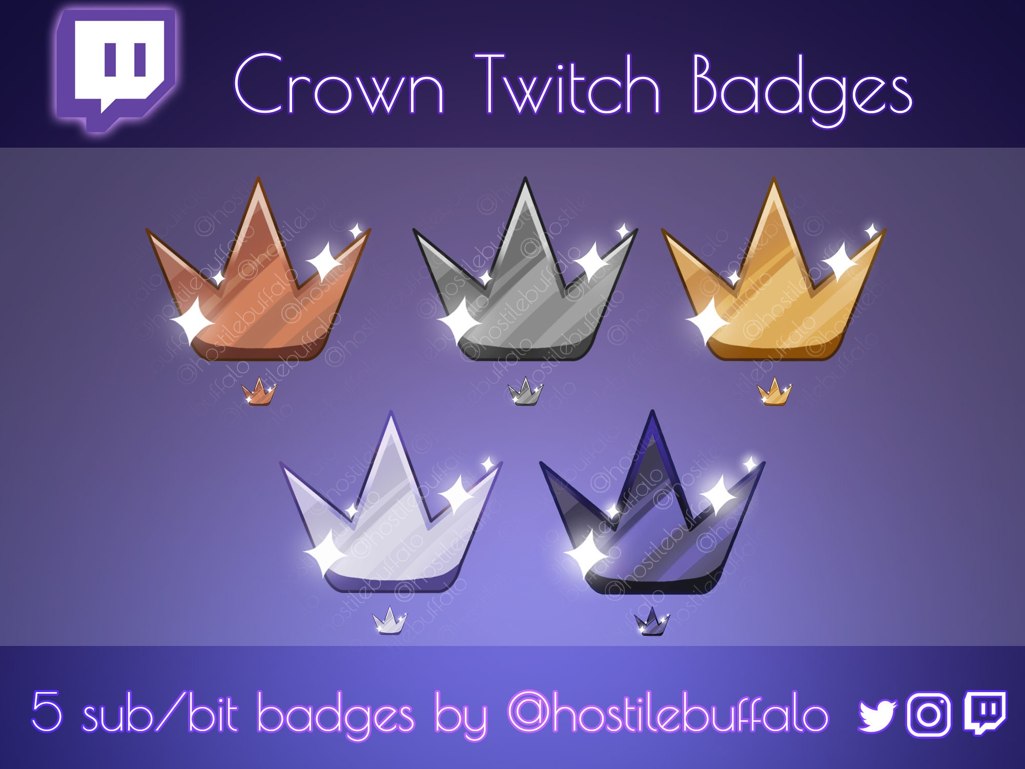 Crown Twitch Badges - Sub or Bit Badges - Etsy