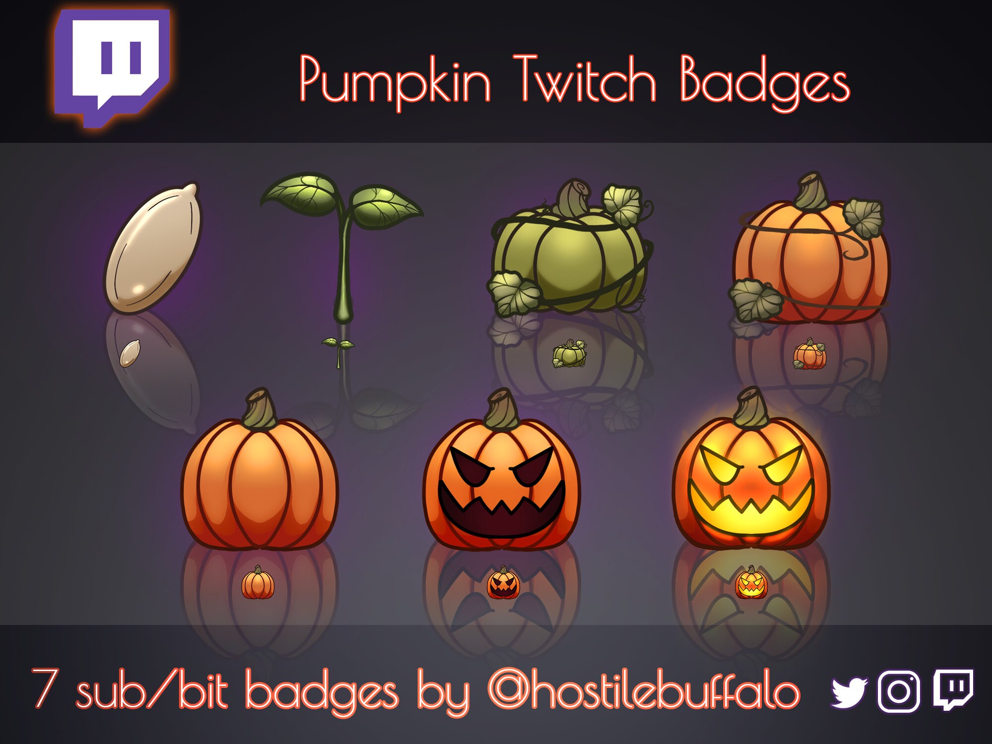 Pumpkin Twitch Badges - Sub or Bit Badges - Jack-o-lantern Fall Halloween Witchy Badges - Etsy