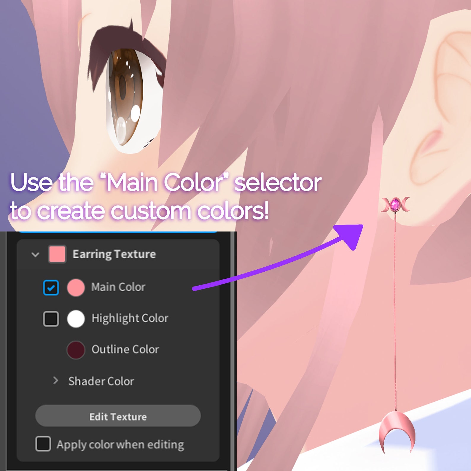 Vroid Earrings - Triple Moon Goddess - Vtuber Jewelry Accessories - Etsy